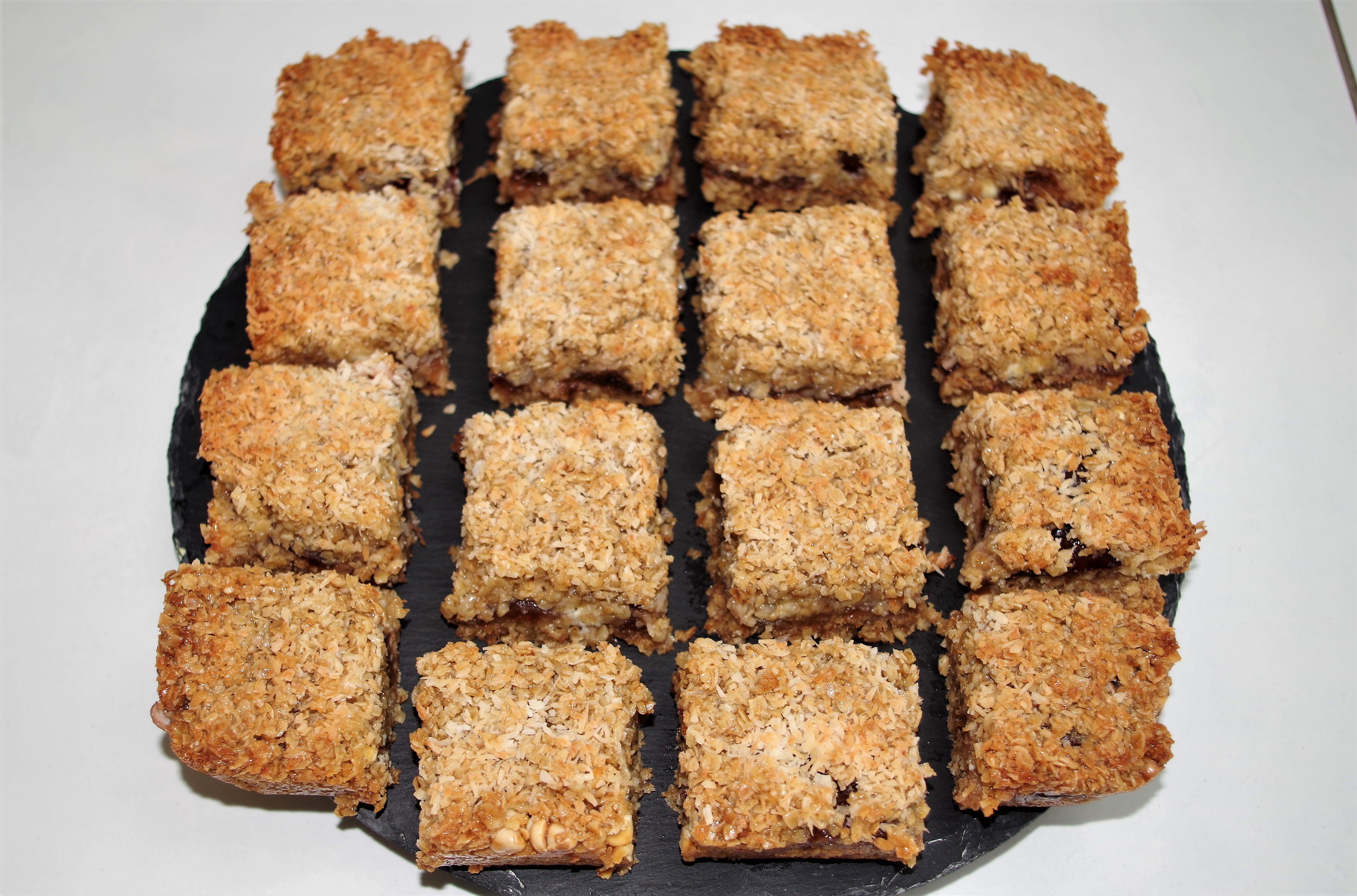 Coconut Pear And White Chocolate Flapjack Sandwich Retired Bloke On