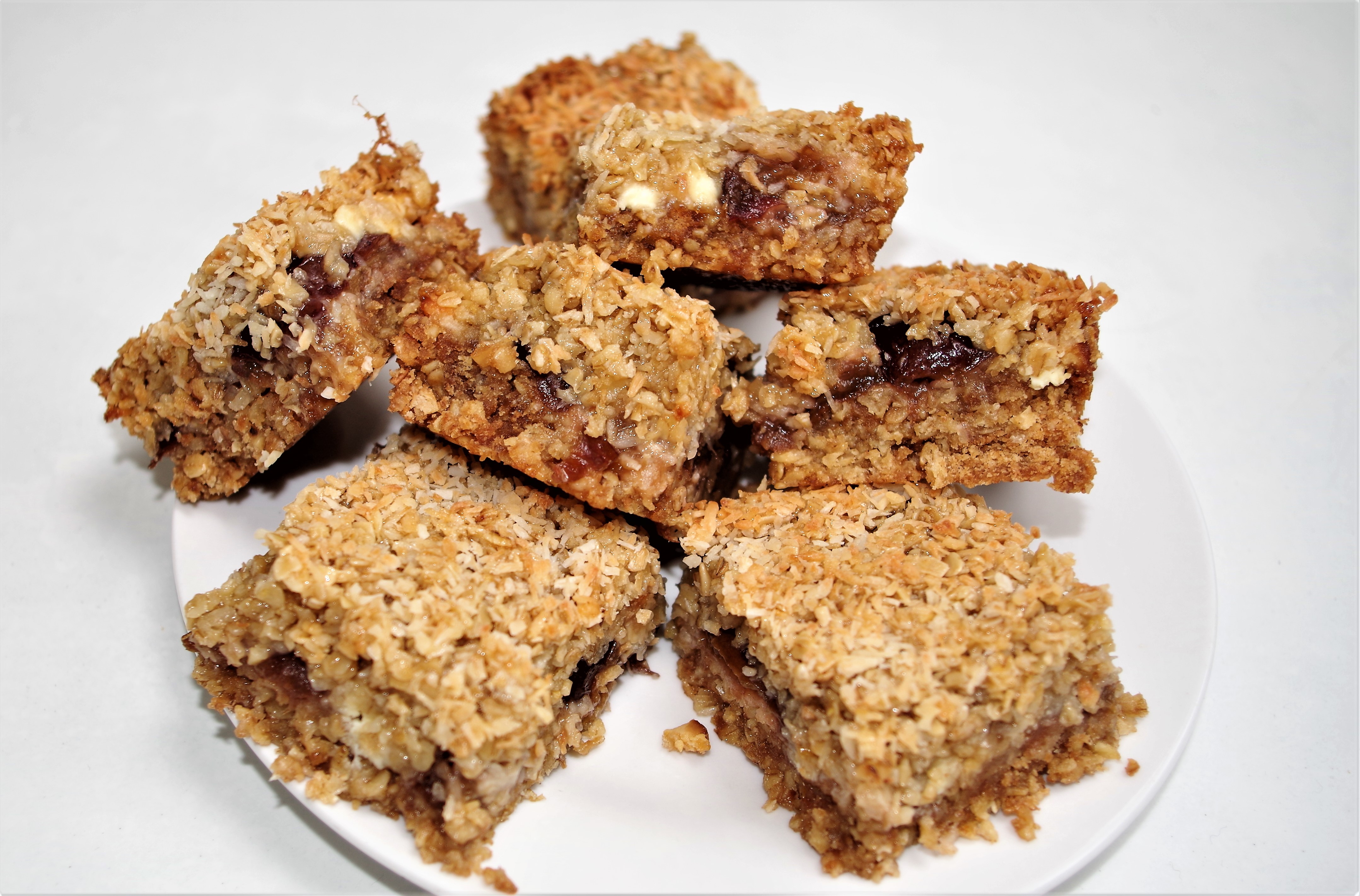 Coconut, Pear and White Chocolate Flapjack Sandwich – Retired Bloke on ...